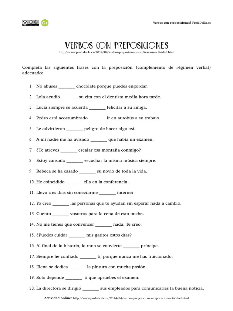 Verbos y Preposiciones en Español | PDF