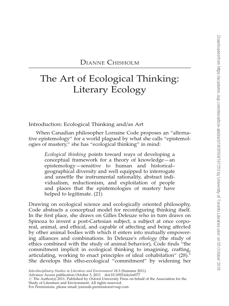 The Art of Ecological Thinking: Literary Ecology | PDF | Gilles Deleuze ...