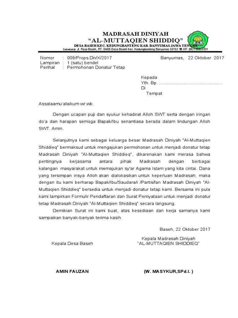 Surat Formulir Donatur | PDF