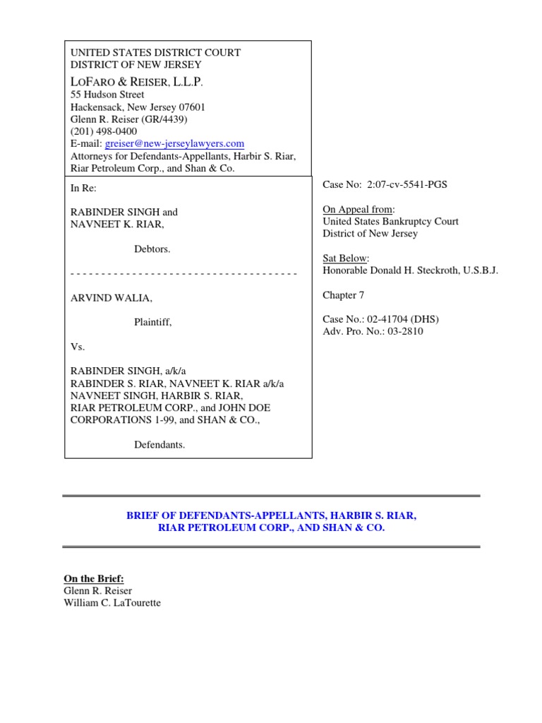 New Jersey Bankruptcy Lawyers - Appellate Brief | PDF | Chapter 7 ...