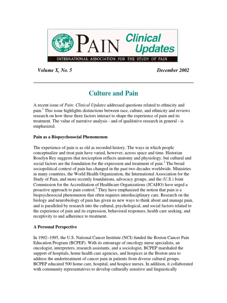Culture and Pain | PDF | Race (Human Categorization) | Pain