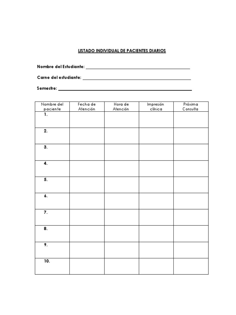 Listado Individual de Pacientes Diarios | PDF