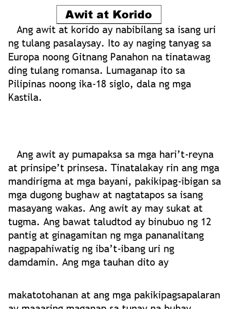 Awit at Korido | PDF