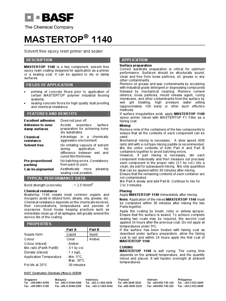 Mastertop 564 | PDF | Epoxy | Concrete