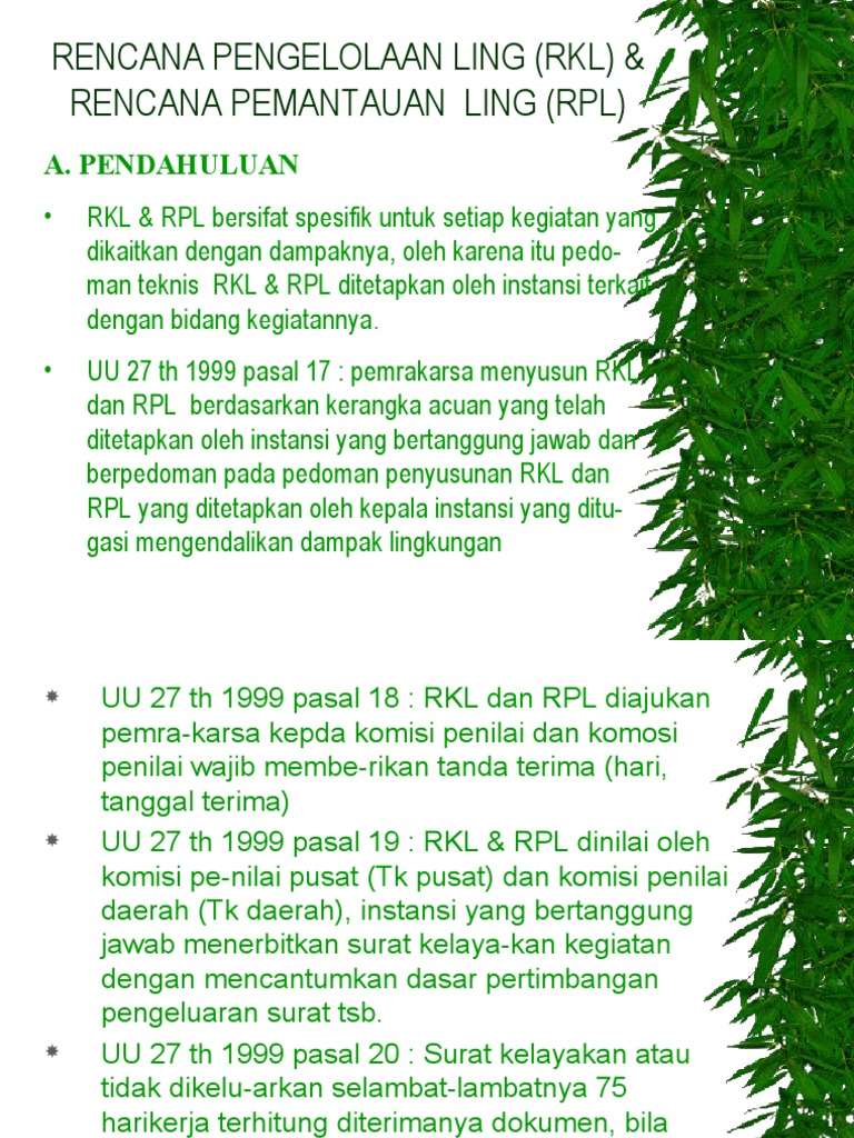 RKL & RPL: Panduan Pengelolaan Lingkungan | PDF