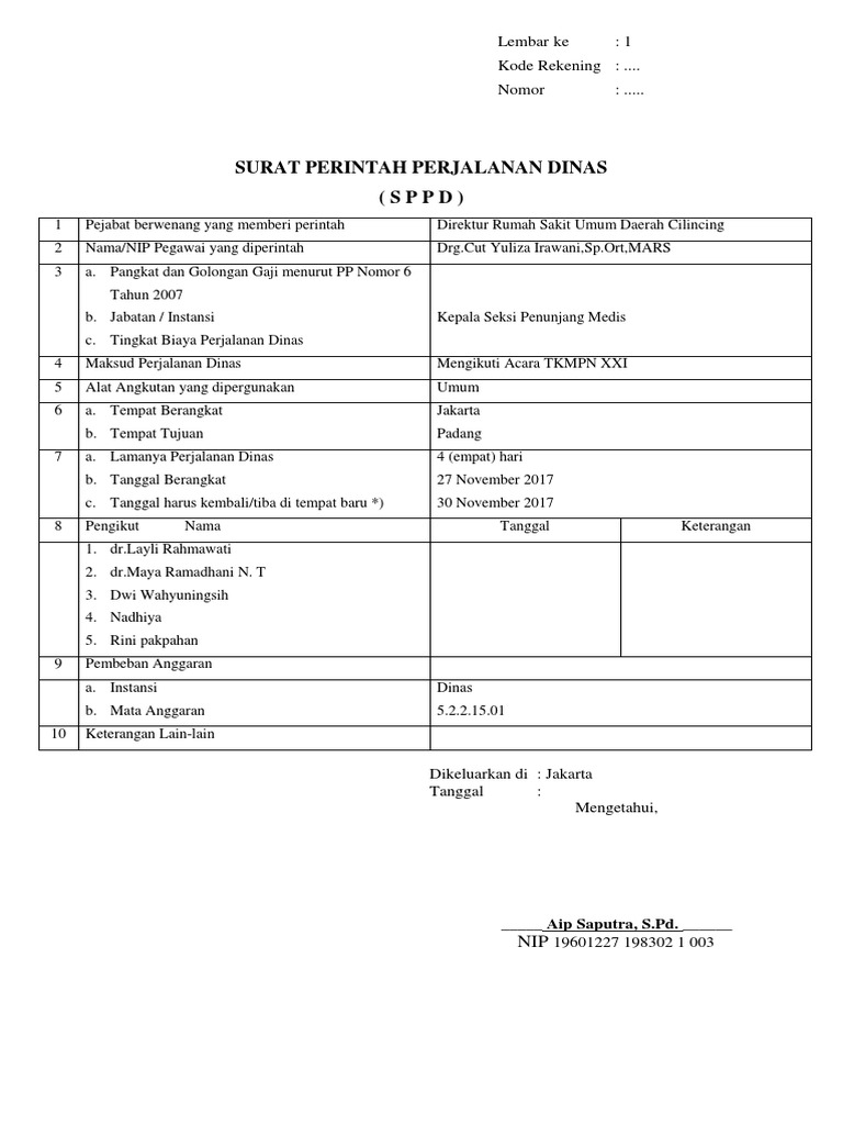 Contoh SPPD | PDF