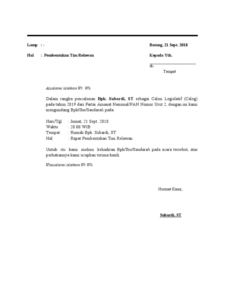 Surat Undangan Relawan | PDF