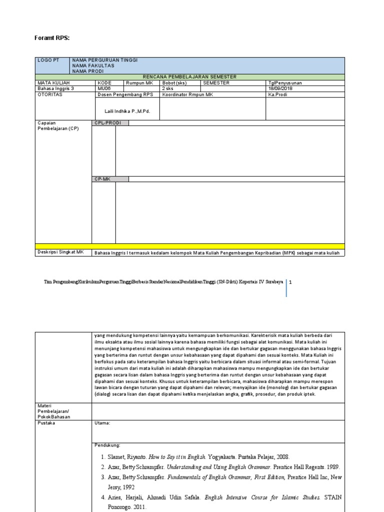 1 Format Rps Sn-Dikti | PDF