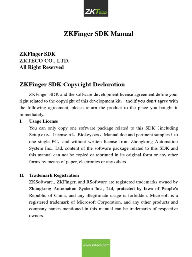 ZKFinger SDK en | PDF | Fingerprint | Authentication