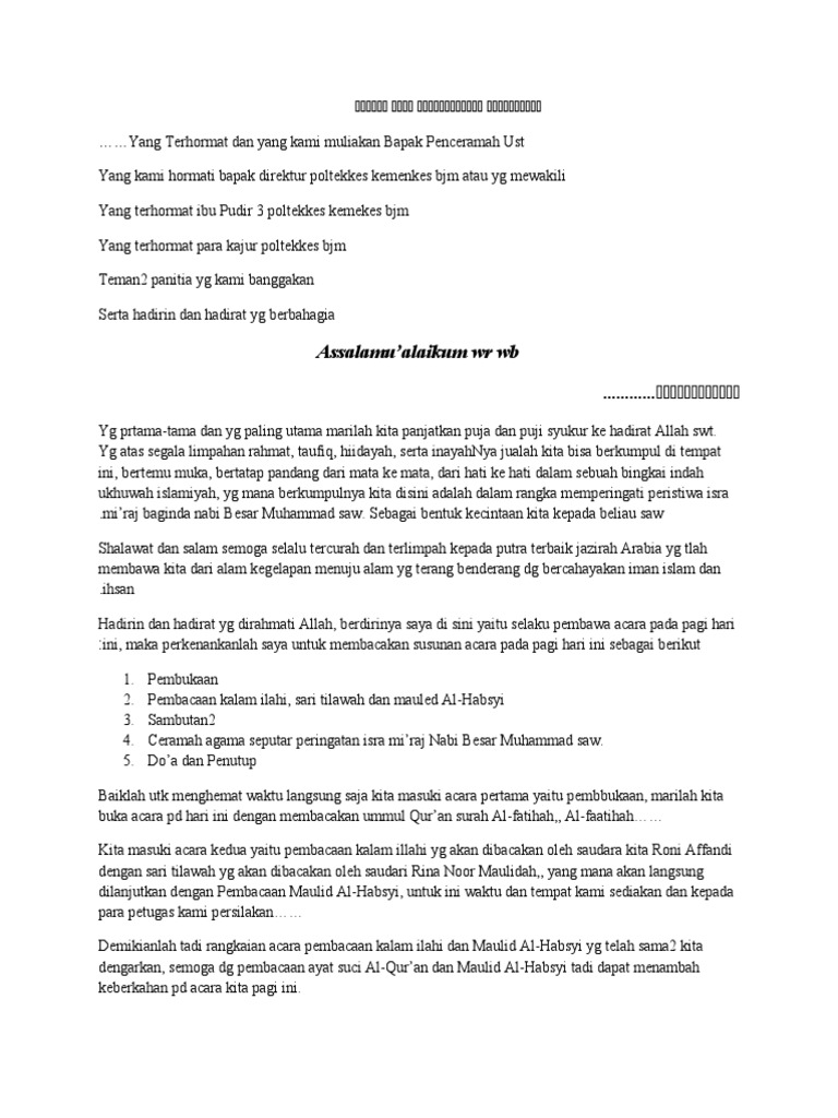 Yang Terhormat Dan Yang Kami Muliakan Bapak Penceramah Ust | PDF | Kajian Bahasa Asing | Agama ...