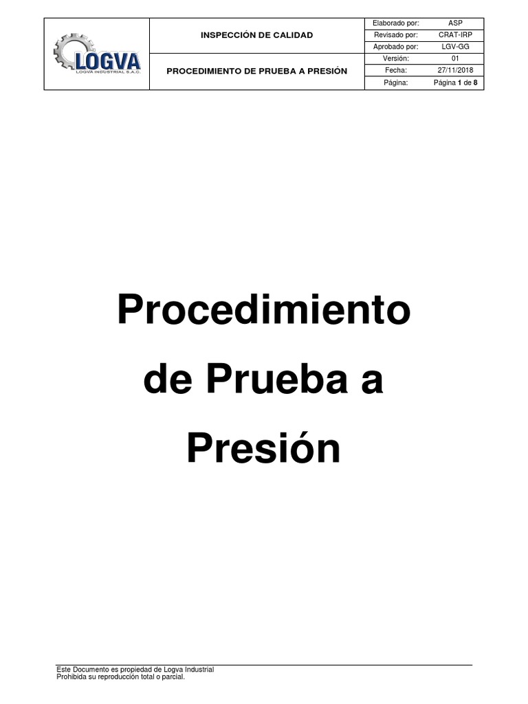 Logva - Procedimiento de Prueba A Presion | PDF | Naturaleza