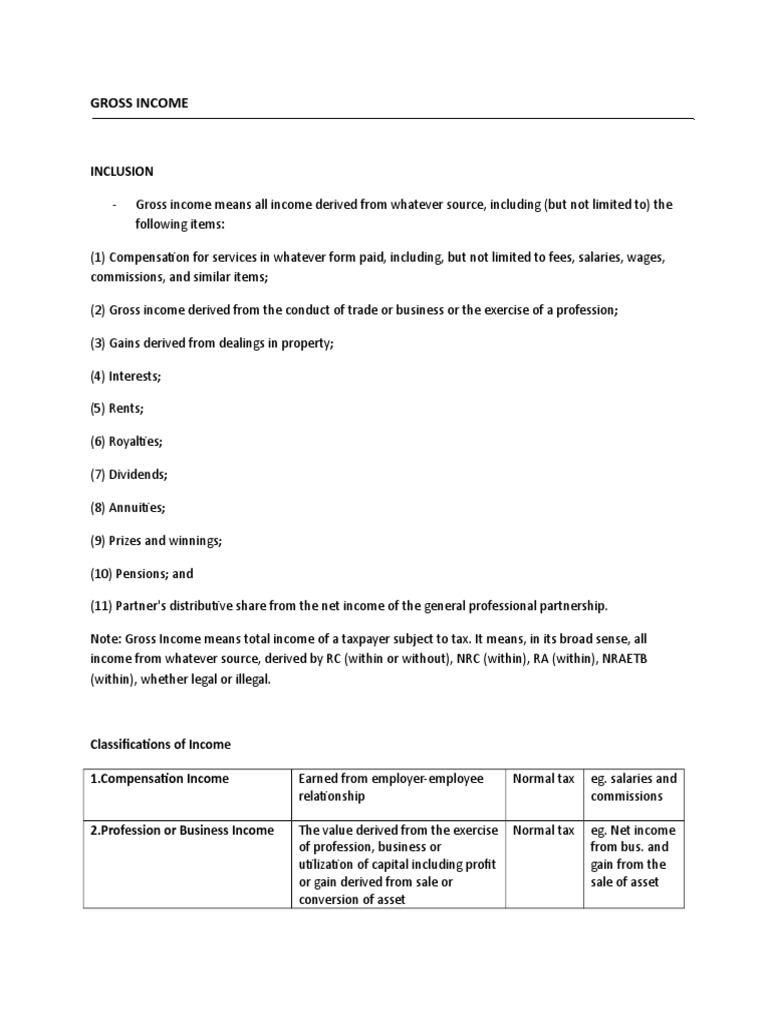 Gross Income: Inclusion | Download Free PDF | Employee Benefits | Gross ...