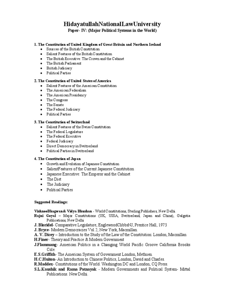 Salient Features of Swiss Constitution | PDF | Constitution Of The ...