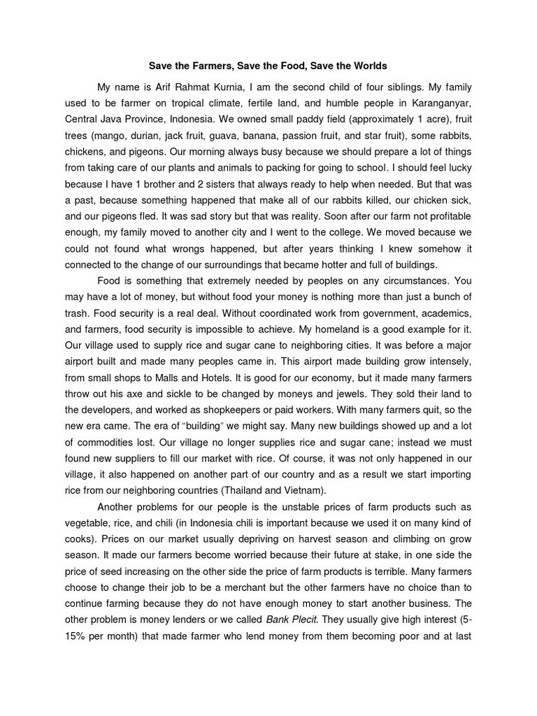 Save The Farmers Save The Food | PDF | Farmer | Agriculture