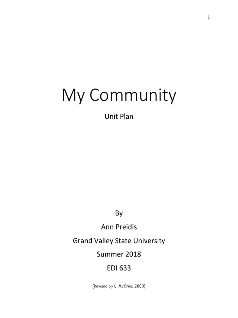Community Unit Plan | Download Free PDF | Reading Comprehension ...