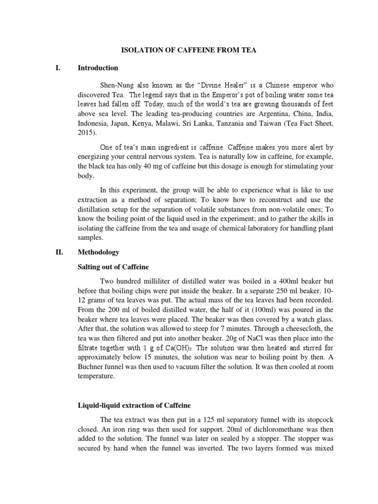 Caffeine Extraction from Tea Leaves | PDF | Solubility | Solvent