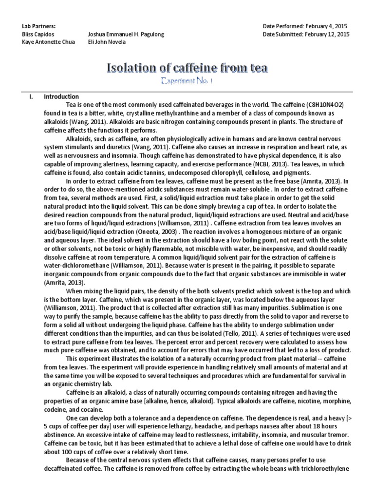 Isolation of Caffeine From Tea | PDF | Solubility | Caffeine