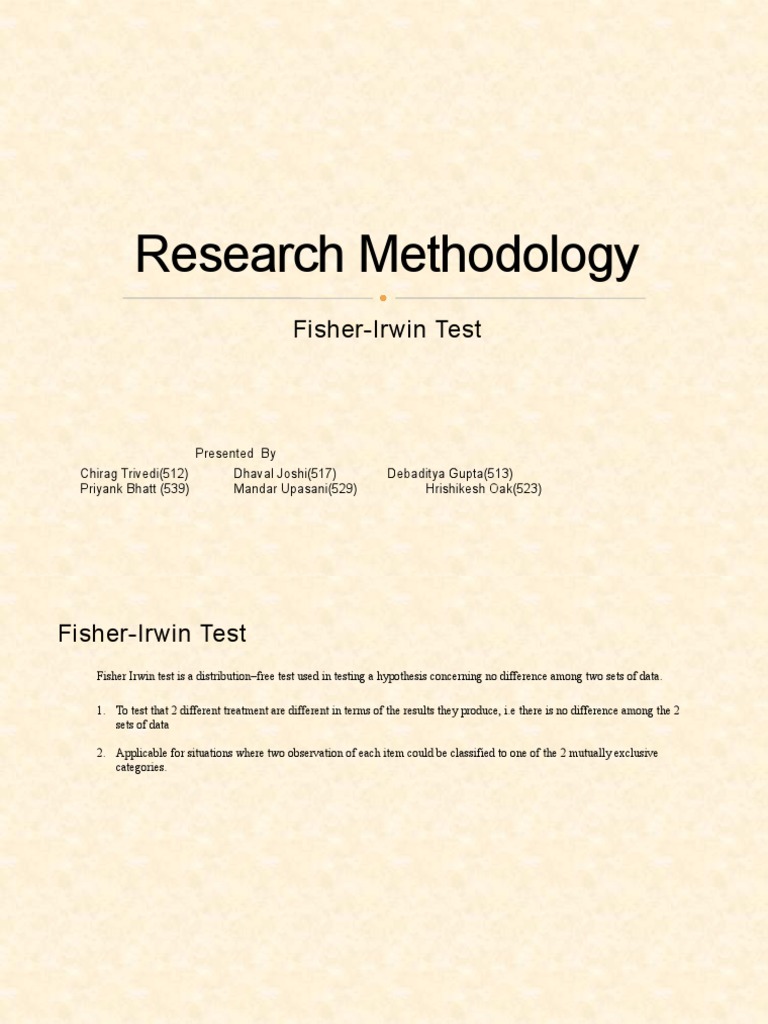 Fisher Irwin Test 22082010 | PDF | Probability | Experiment