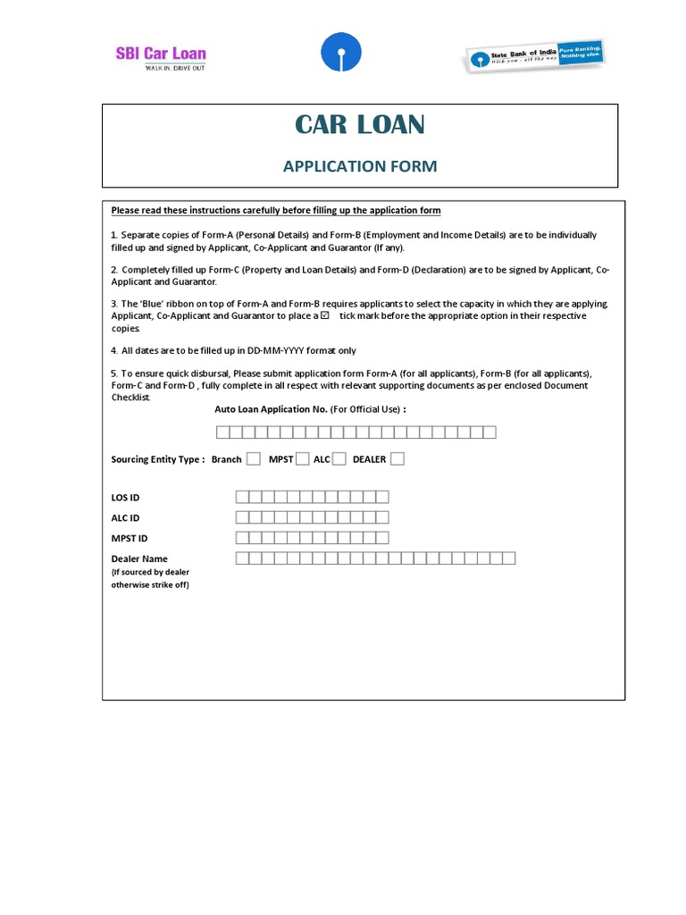 Auto-Loan SBI Form PDF | PDF | Banks | Loans