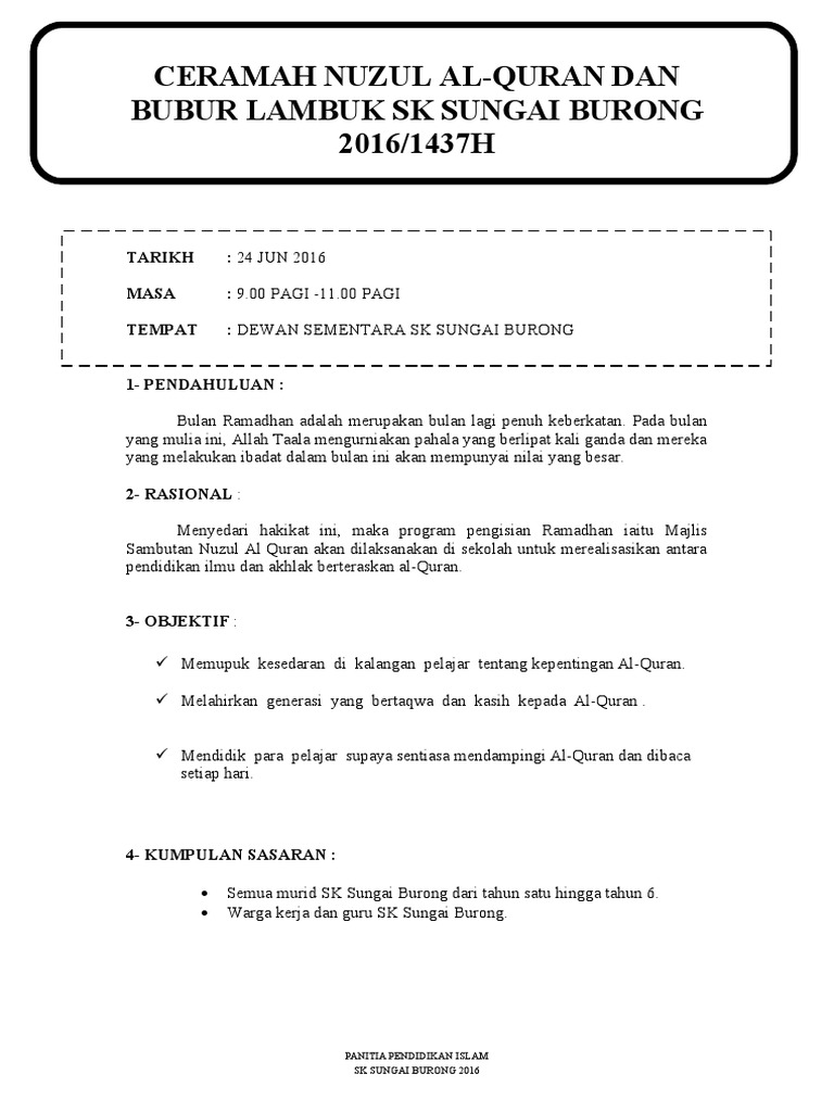 Kertas-Kerja Nuzul Dan Bubur Lambuk | PDF