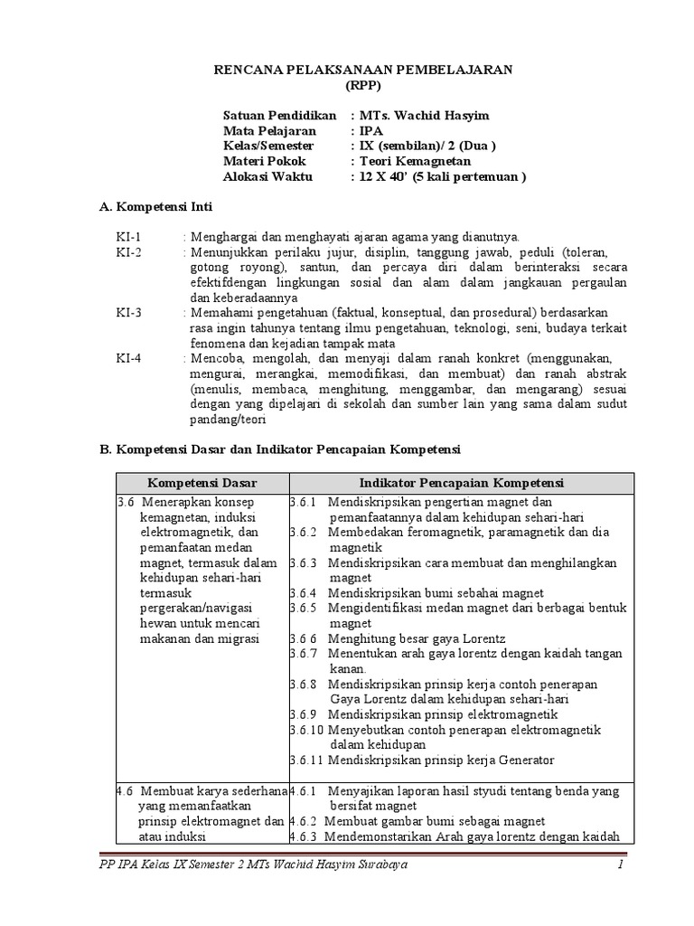 RPP Ipa Kelas 9 Bab 6 | PDF