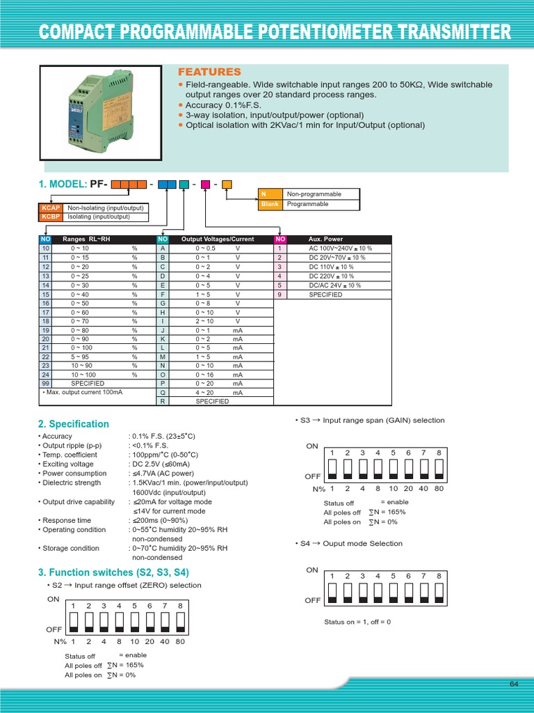 Potentiometer Transmitter PF-KCBP | PDF | Computer Engineering | Electric Power