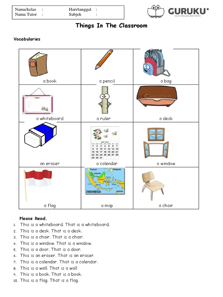Classroom Vocabulary and Exercises | PDF | Classroom