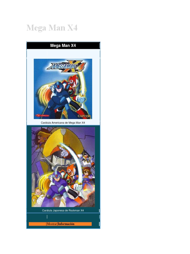 Mega Man X4 Wiki | PDF | Capcom | Juegos japoneses