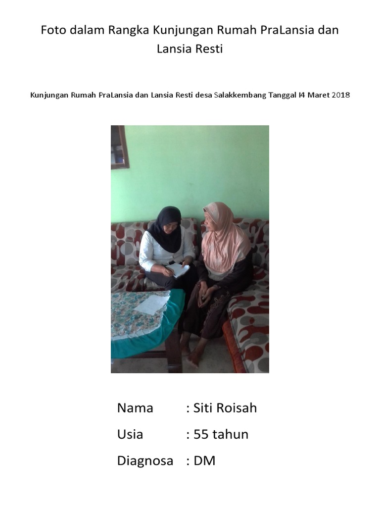 Foto Dalam Rangka Kunjungan Rumah PraLansia Dan Lansia Resti | PDF