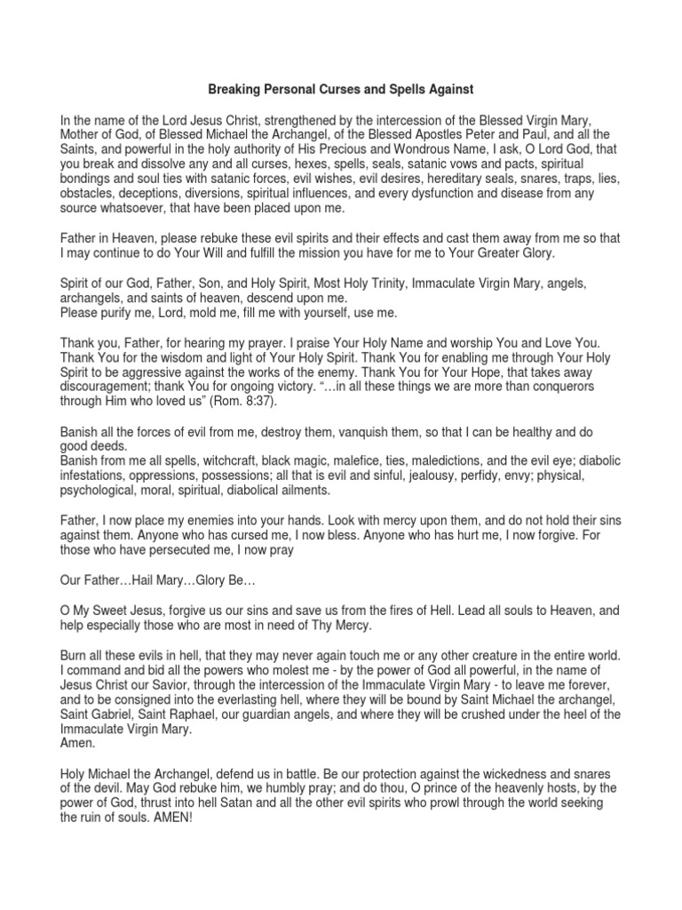 Breaking Personal Curses and Spells Against | PDF | Sacrifice | Satan