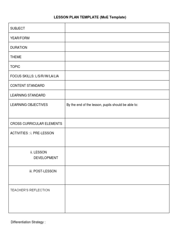 Lesson Plan Template (Moe Template) | PDF
