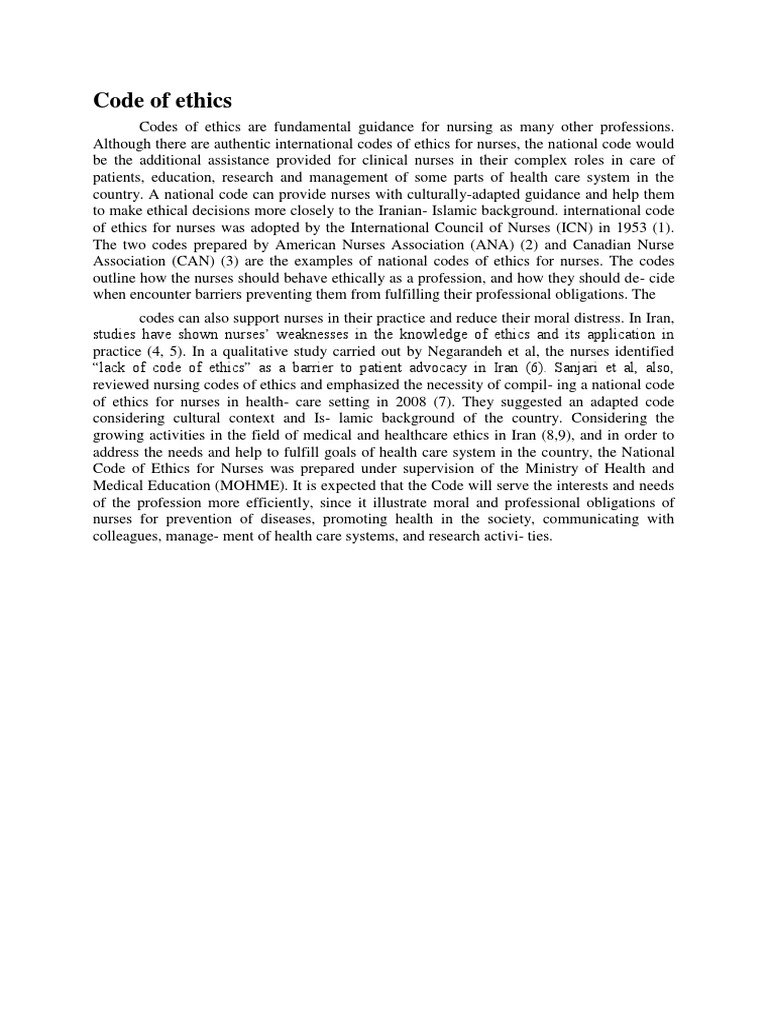 Code of Ethics | PDF | Self-Improvement | Wellness