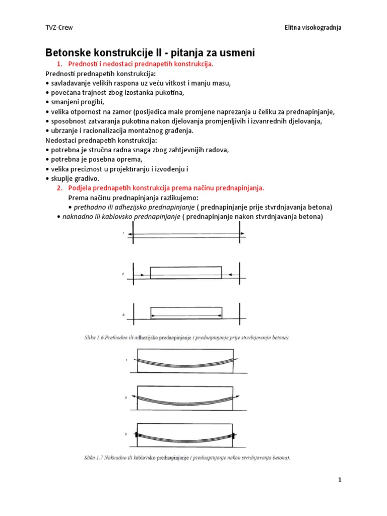 Betonske Konstrukcije 2 Odgovori | PDF
