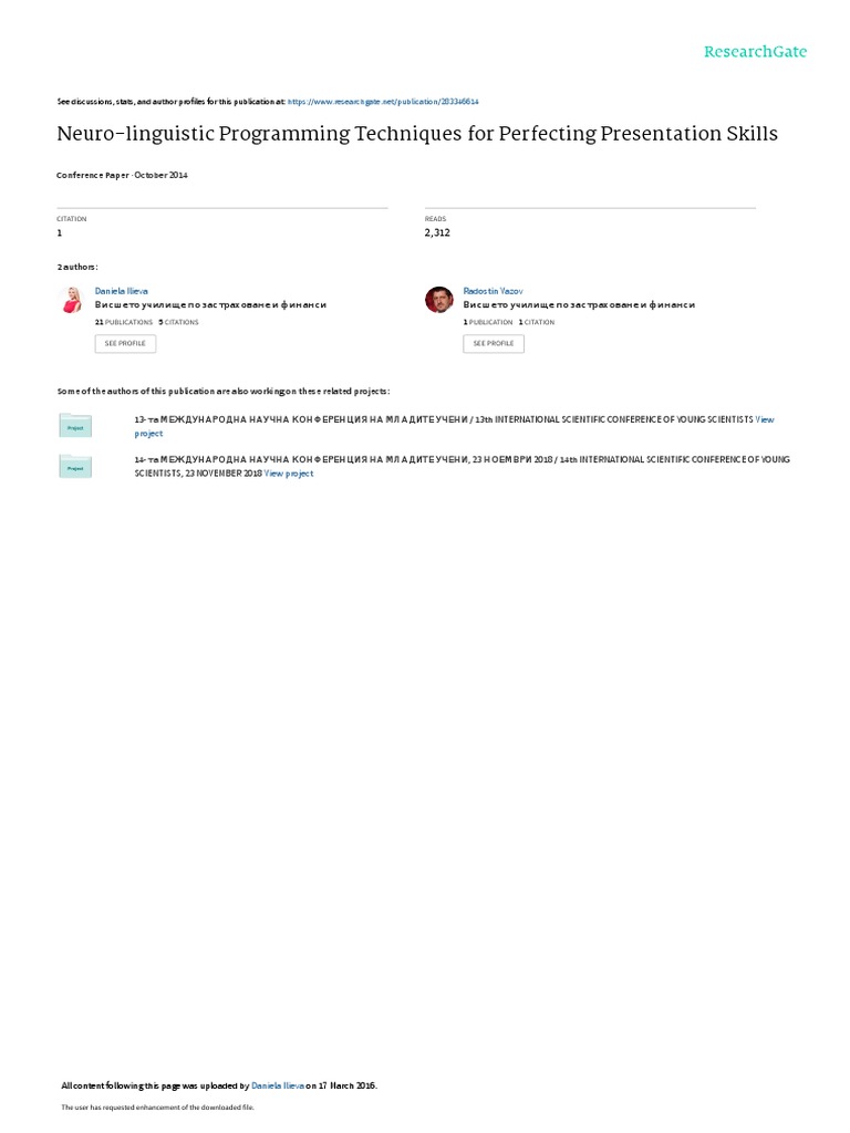 Neuro-Linguistic Programming Techniques For Perfecting Presentation Skills | PDF | Neuro ...