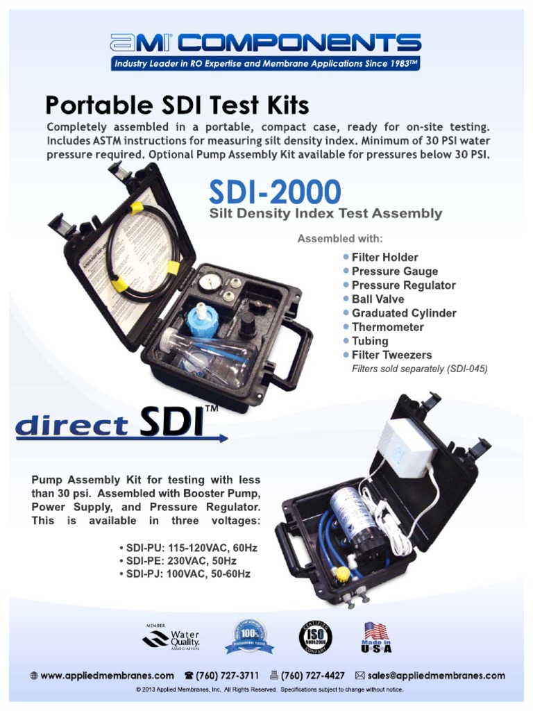 Sdi Direct Portable Silt Density Index Tester Brochure | PDF