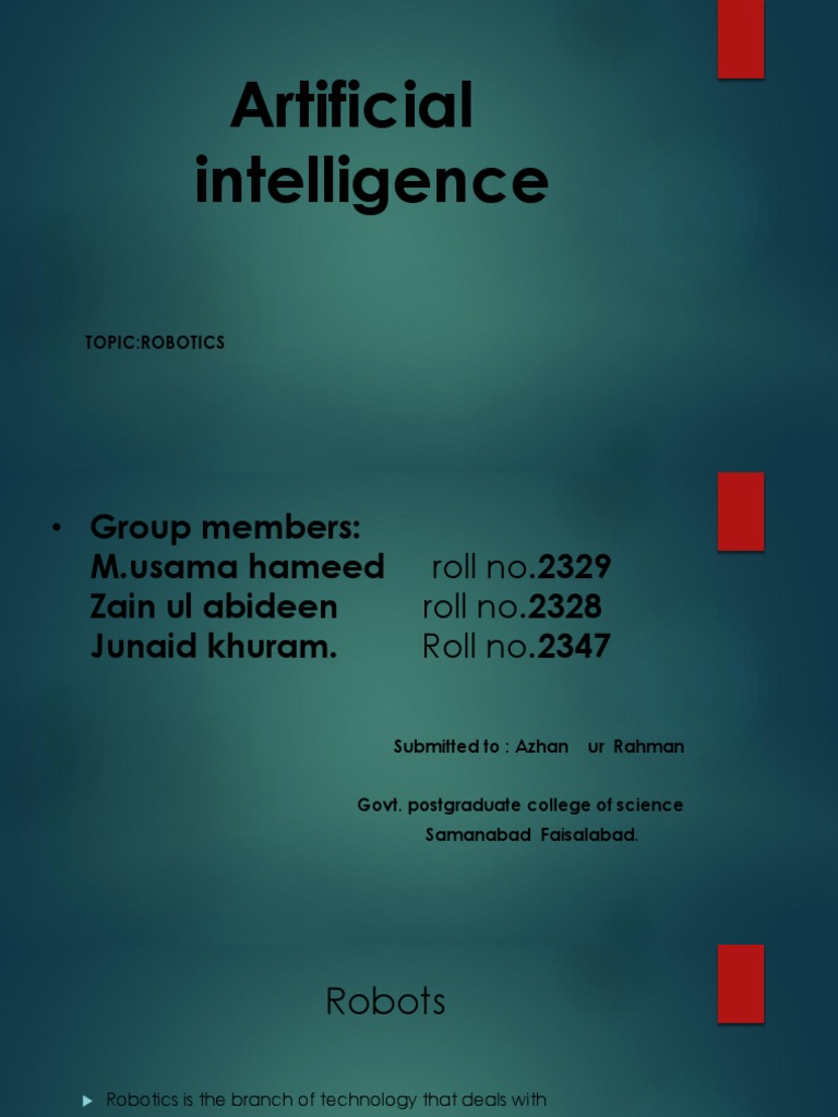 Artificial Intelligence Robotics | PDF