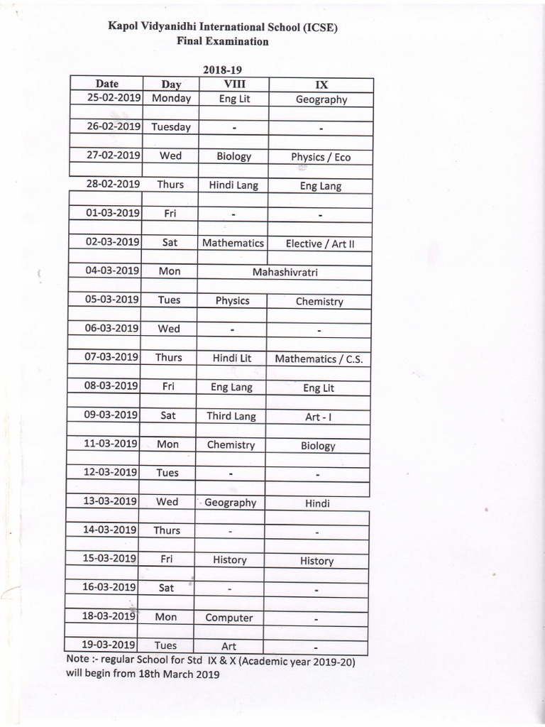 Ec Viii & Ix Time - Table | PDF