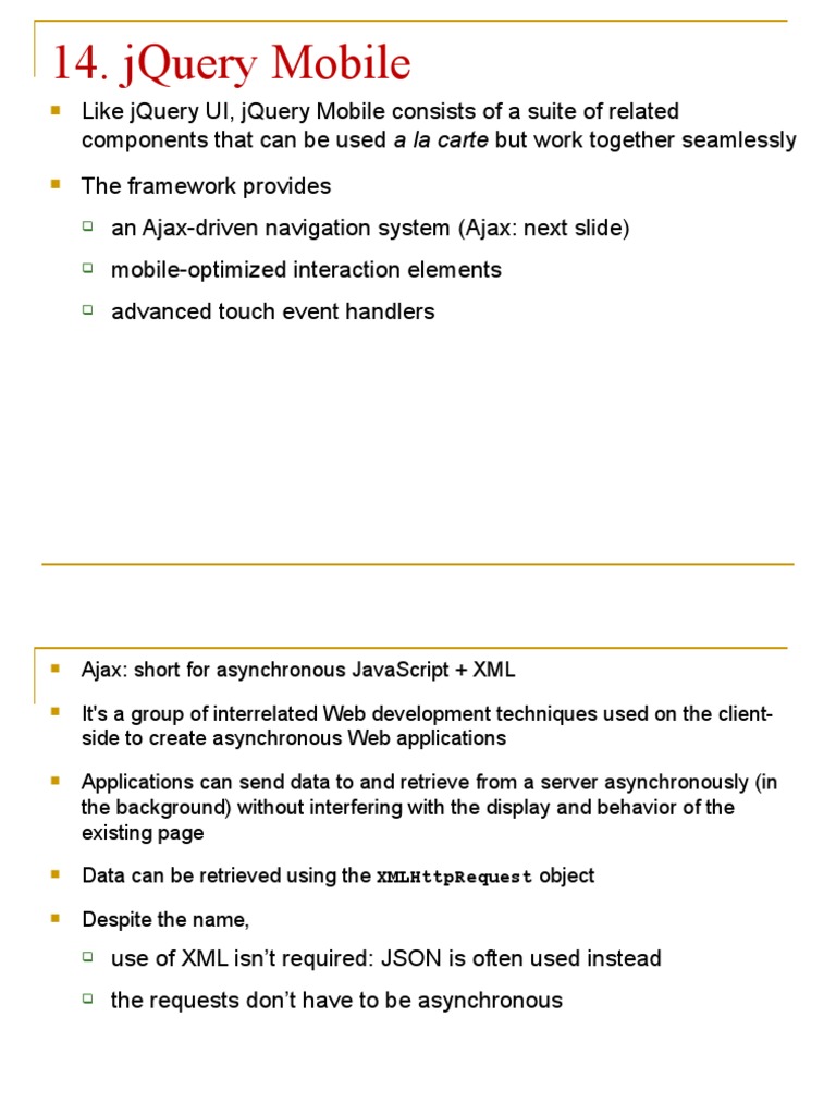 An Overview of jQuery Mobile: A Framework for Building Mobile Web Applications | PDF | Ajax ...