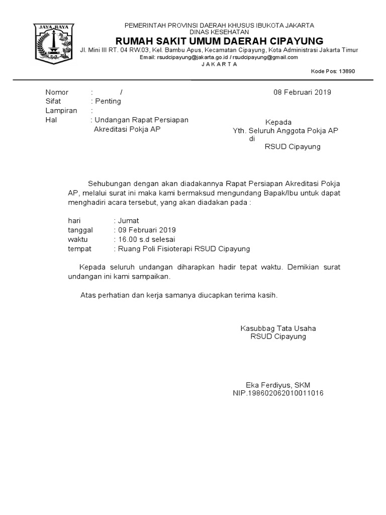 Undangan Rapat Akre - Pokja KKS | PDF