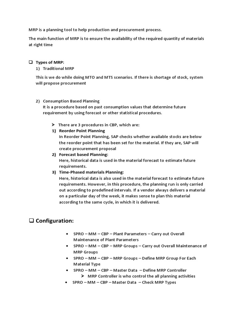 Understanding Consumption Based Planning (CBP) in SAP | PDF ...