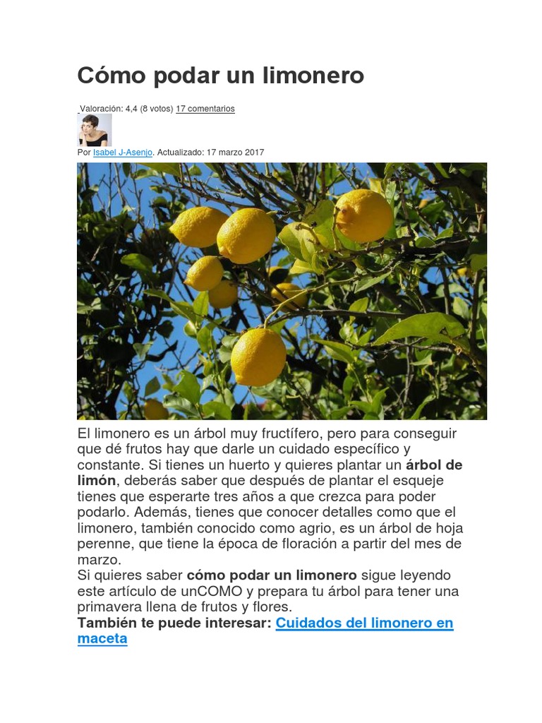 Cómo Podar Un Limonero | PDF | Limón | Arboles
