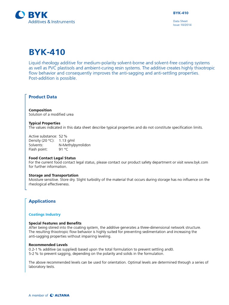 Byk 410 | PDF | Rheology | Polyvinyl Chloride