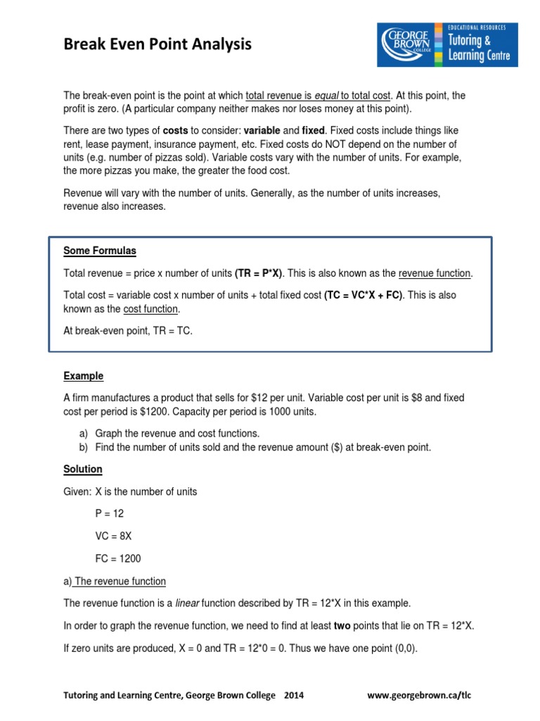 Break Even Point Analysis | Download Free PDF | Mathematical Concepts ...