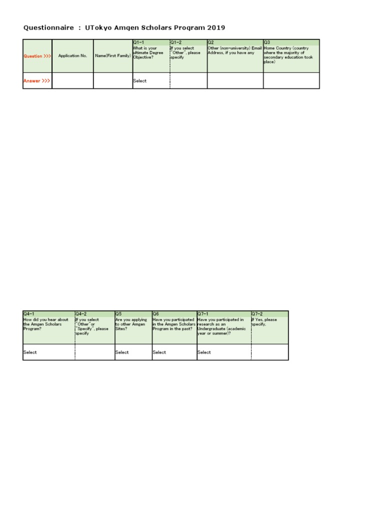 UTokyo Amgen Scholars Survey | PDF