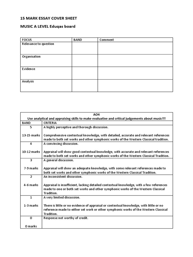 Essay Marking Cover Sheet | PDF
