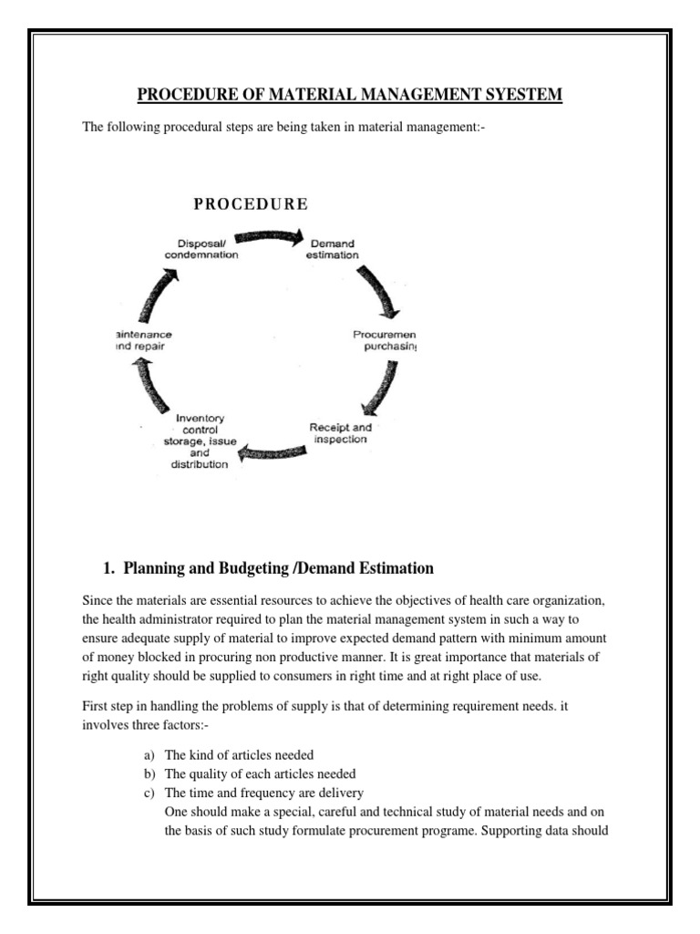 Procedure of Material Management Syestem | PDF | Inventory | Invoice