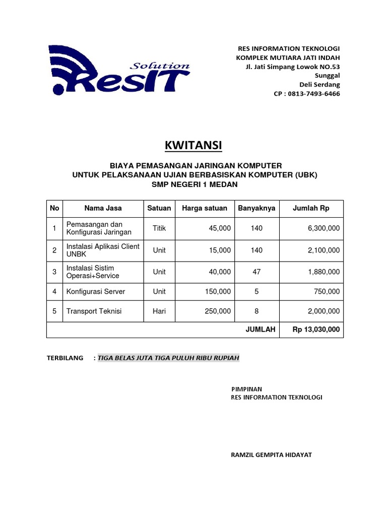 Kwitansi Res | PDF | Komputer