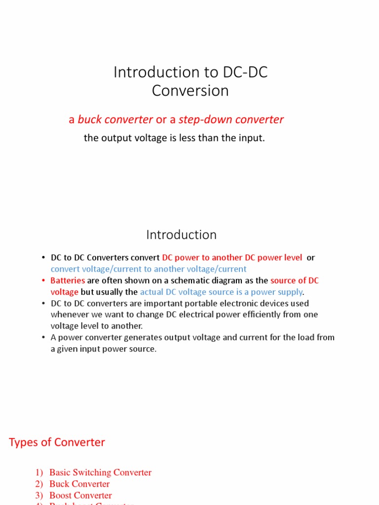Introduction To DC-DC Conversion: A Buck Converter or A Step-Down ...