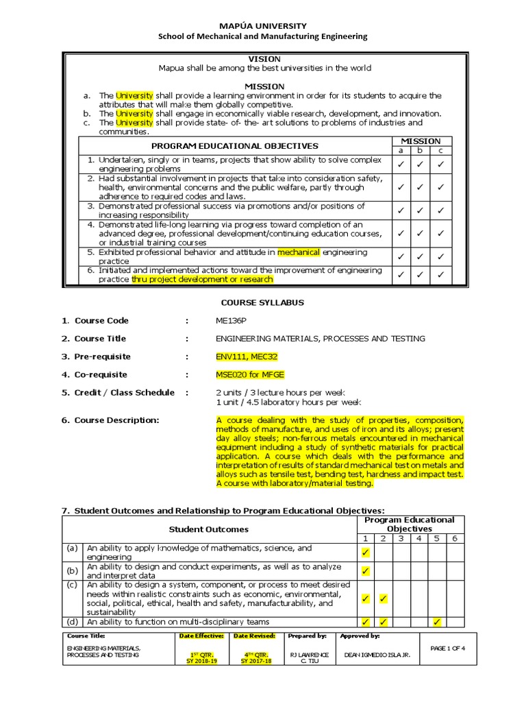 Mapúa University: School of Mechanical and Manufacturing Engineering ...