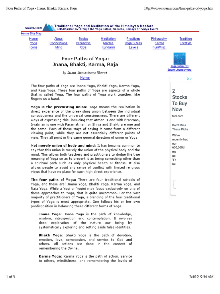 Four Paths of Yoga Explained | PDF | Yoga | Bhakti